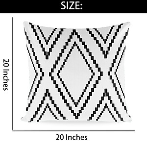 Yaofavo Set of 2 Black Pillow Covers, Boho Aztec Polyester Blend Square Decorative Throw Pillow Covers for Sofa Couch Bed Decor, 2 Pack of Pillowcase ONLY(20x20 Inches, Boho White More)