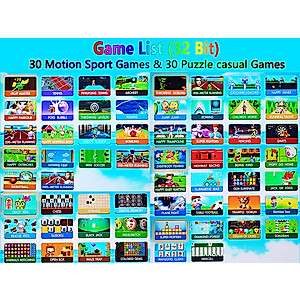 Great Boy 32 Bit TV Video Game Center for Kids with Build in 30 Somatic Games and 30 Wireless Controller Puzzle Casual Games Toy Birthday for Boys Girls (TV Games)