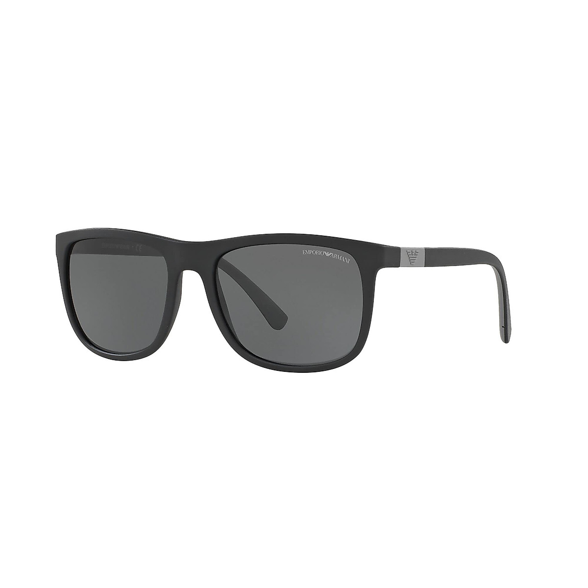 Emporio Armani Men's EA4079 Square Sunglasses, Matte Black/Grey, 57 mm