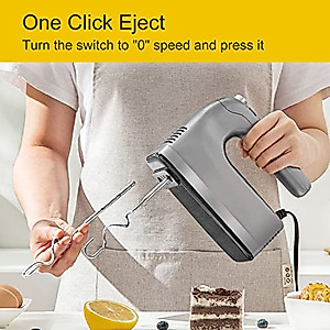 Electric Hand Mixer, Upgraded 9-Speed 400W Kitchen Handheld Mixer with Digital Screen, Hand Mixer with 6 Stainless Steel Accessories, Slow Start Electric Mixer with Turbo for Whipping Mixing Cookies, Brownies, Cakes, Dough Batters