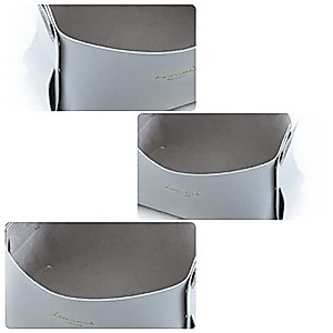 Cabilock Box Handle Flowers Basket Room Leather Desk for Wallet Storage Coin Decoration Baskets Fruits Small Cube Toys Bedside Jewelry Grey Collapsible Living Assembled Organizer Holder