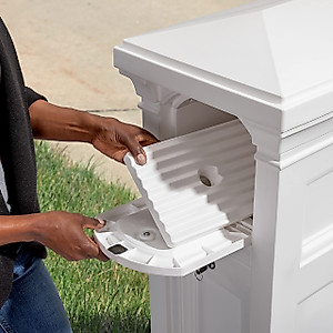 Step2 500599 Atherton Reserve Storage Classic White Mailbox & Mayne 580D-BK Ground Screw, Silver