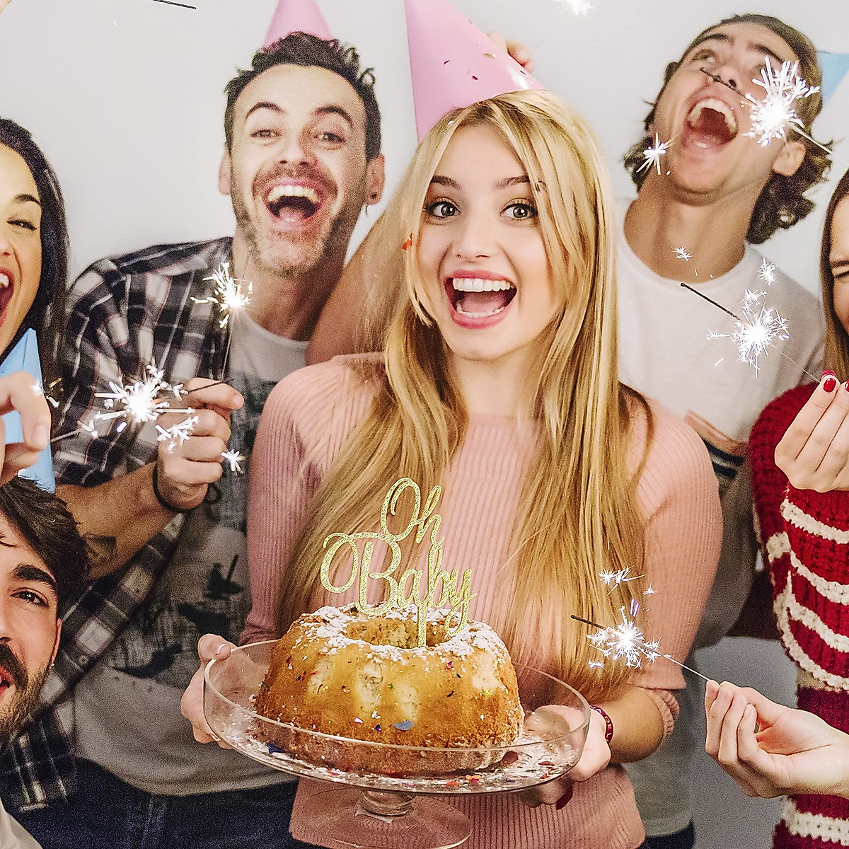 Oh Baby Cake Topper Gold Glitter for Baby Shower Cake Toppers for Boys Oh Cake Topper for Girl Baby Birthday Party Cake Decoration