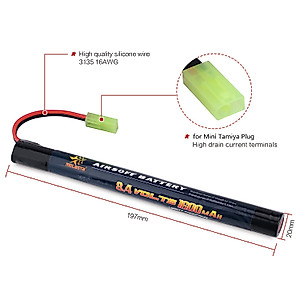 melasta 2Pack 2/3A 8.4v 1600mAh Stick NIMH Airsoft Guns Battery Pack for Mini Tamiya Connector Air Soft Butterfly Nunchuck Stick