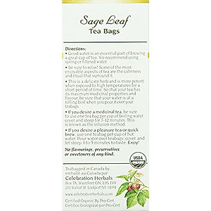 CELEBRATION HERBALS Sage Leaf Organic 24 Bag, 0.02 Pound