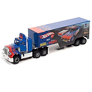 Auto World Xtraction Racing Rig Peterbilt 359 w/Trailer Snake II vs. Mongoose II (Flamethrower) HO Scale Slot Car
