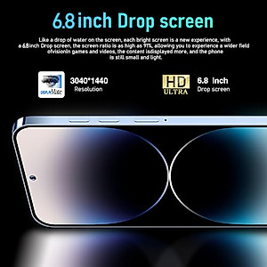 xixaomiro i14Pro Max 5G Cell Phone, Unlocked Android Smartphone, 8GB+512GB, 6.8'' FHD Display Screen, 13MP+48MP Camera, 6000mAh Battery, Dual Sim Card,1TB Expandable Storage (Black)