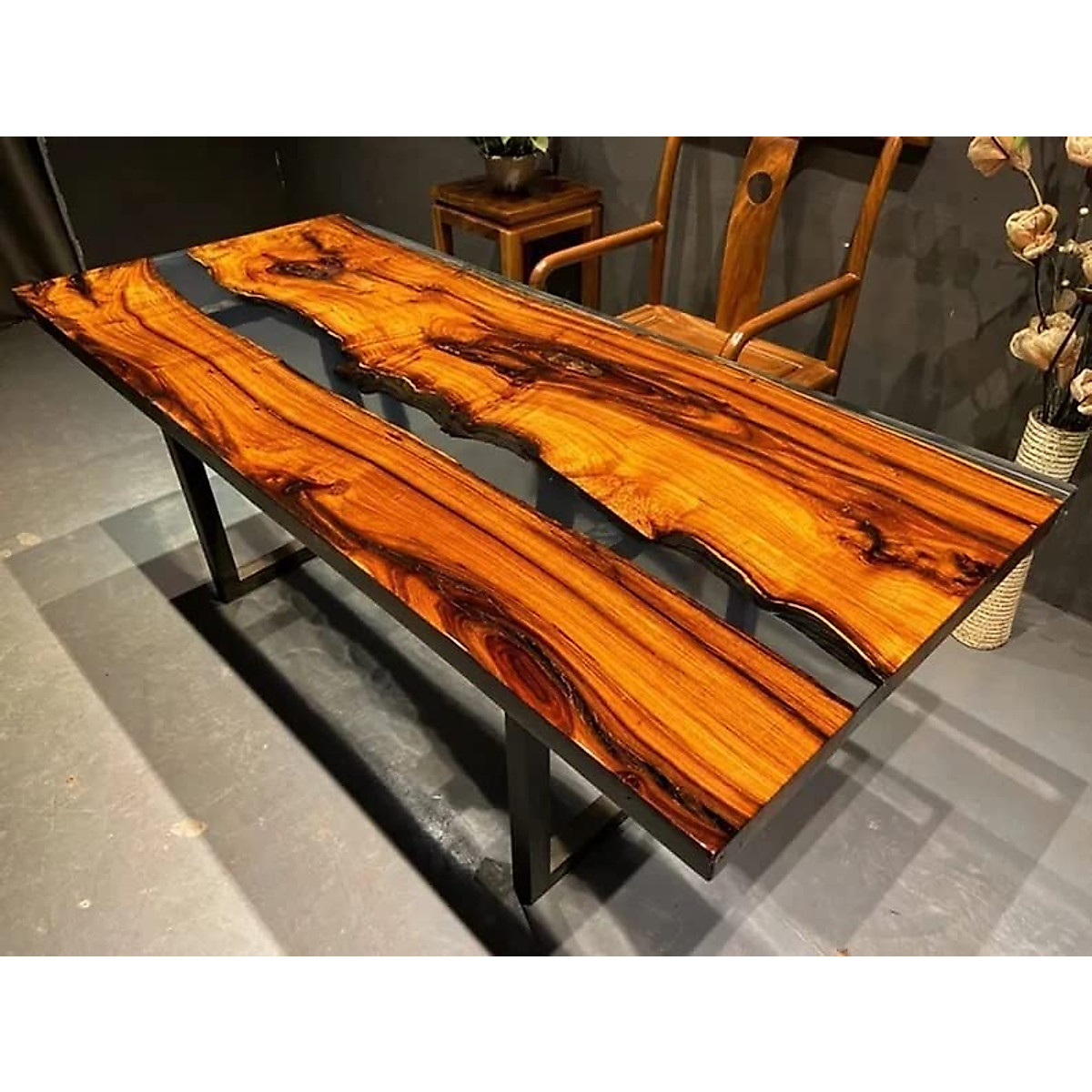 Personalized LARGE EPOXY TABLE, Resin Dining Table for 2, 4, 6, 8 River Dining Table Top, Wood Epoxy Coffee Table Top, Living Room Table (without Stand, 24 x 12inches)