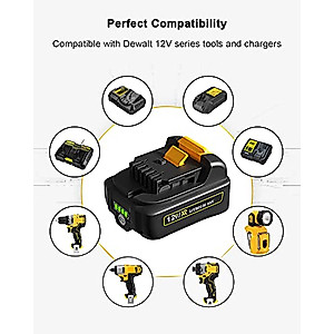 COMRGIKE 3.0Ah 12V 2Pack Battery Replacement for Dewalt 12V Battery DCB123 DCB127 DCB122 DCB124 DCB121 Compatible with Dewalt 12V Tools, for Xtreme/ DCL045B/ DCF903B etc. Series