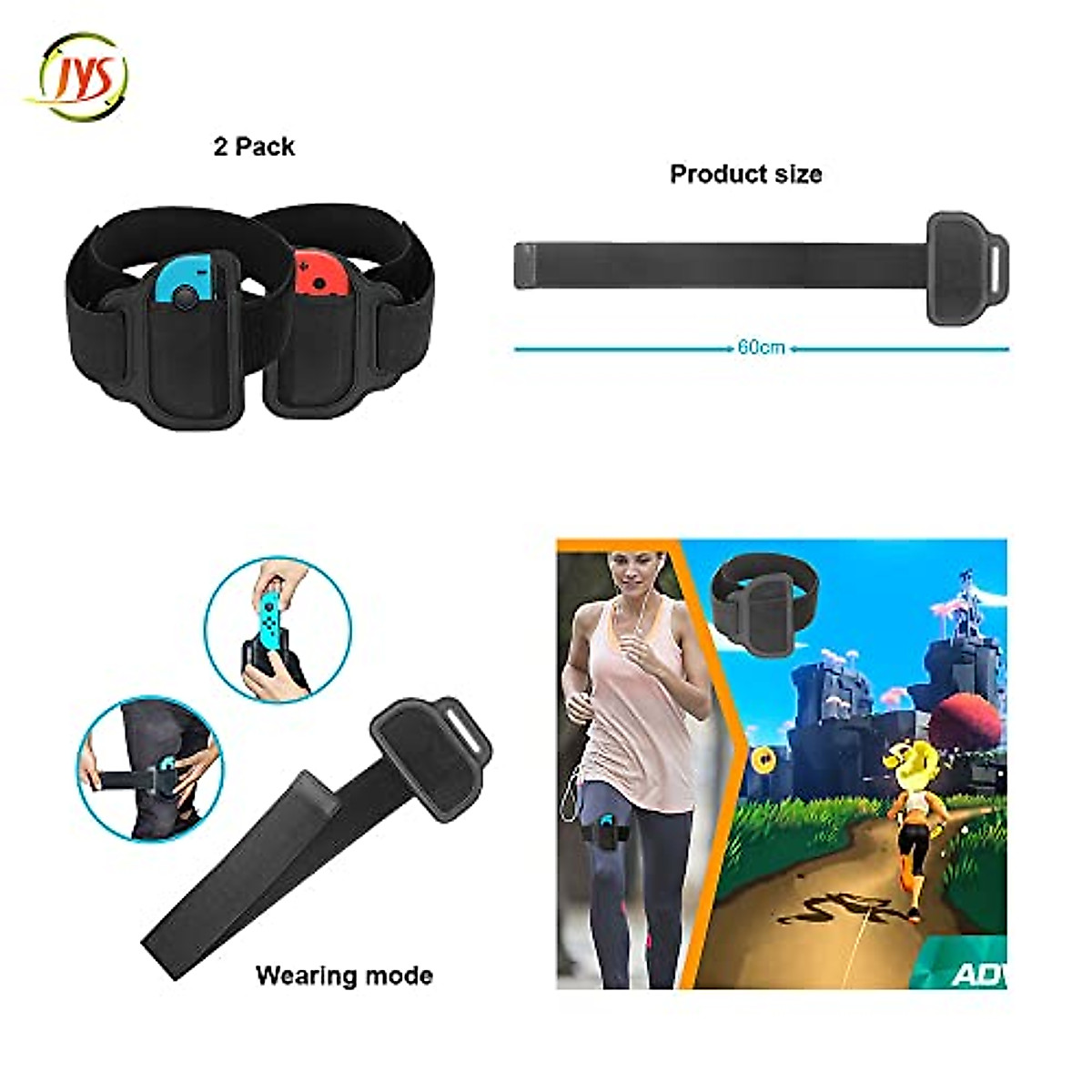 Switch Games Sports Accessories Bundle 10 in 1 Family Accessories Kit for Switch & Switch OLED: Golf Clubs, Just Dance Wrist Bands,Soccer Leg Straps,Joycon Grip Cases And Tennis Rackets (Black)
