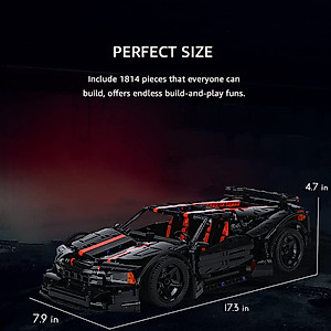 Nifeliz Sports Car X19 MOC Technique Building Blocks and Engineering Toy, Adult Collectible Model Cars Kits to Build, 1:9 Scale Race Car Model (1814 Pieces)