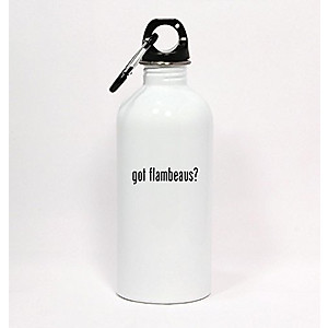 Los Drinkware Hermanos got Flambeaus? - White Water Bottle with Carabiner 20oz