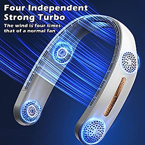 MSEVC Upgraded Neck Fan, Hand Free 4 Turbo Personal Fan 360°Adjustable Bladeless Fan Neck Wearable Cooling Fan USB Rechargeable with 6 Speeds for Women Men Camping Sports Travel Indoor