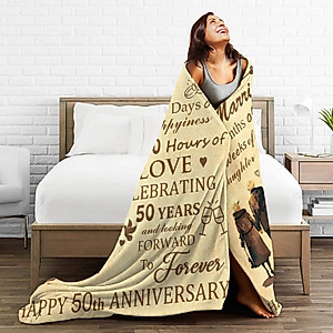 YANGZHI Happy 50th Wedding Anniversary Throw Blanket Home Decorative Love Blanket for Him Her Regalo Aniversario Couples