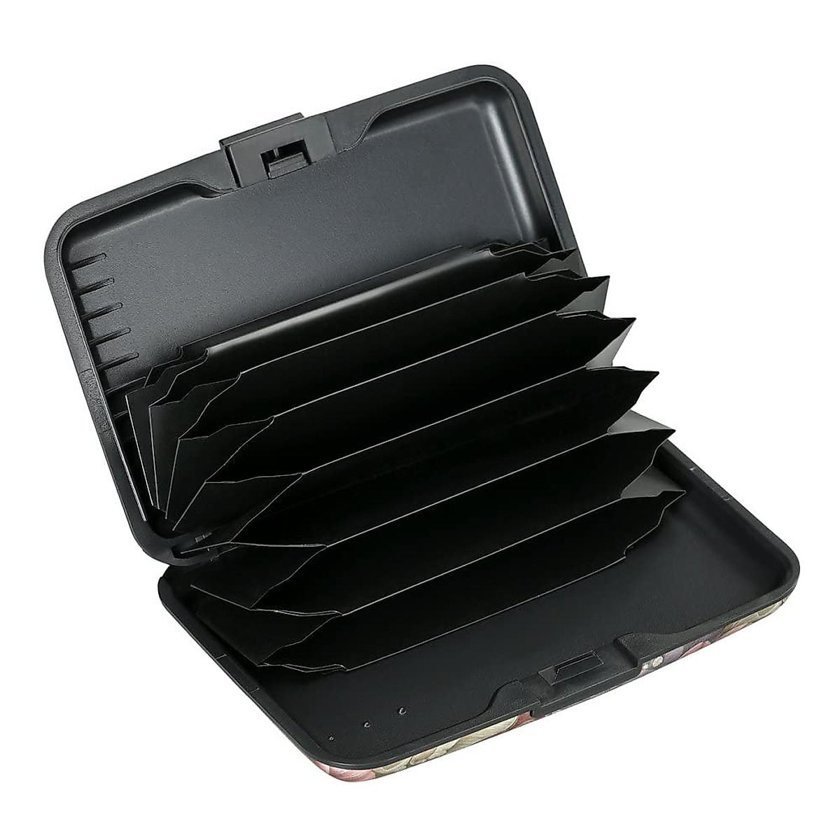 ELFISH Mini RFID Aluminum Wallet Credit Cards Holder Business Card Case Metal ID Case for Men Women（Happy Flower