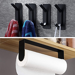 Under Cabinet Paper Towel Holder + Black Wall Hooks Adhesive Hooks