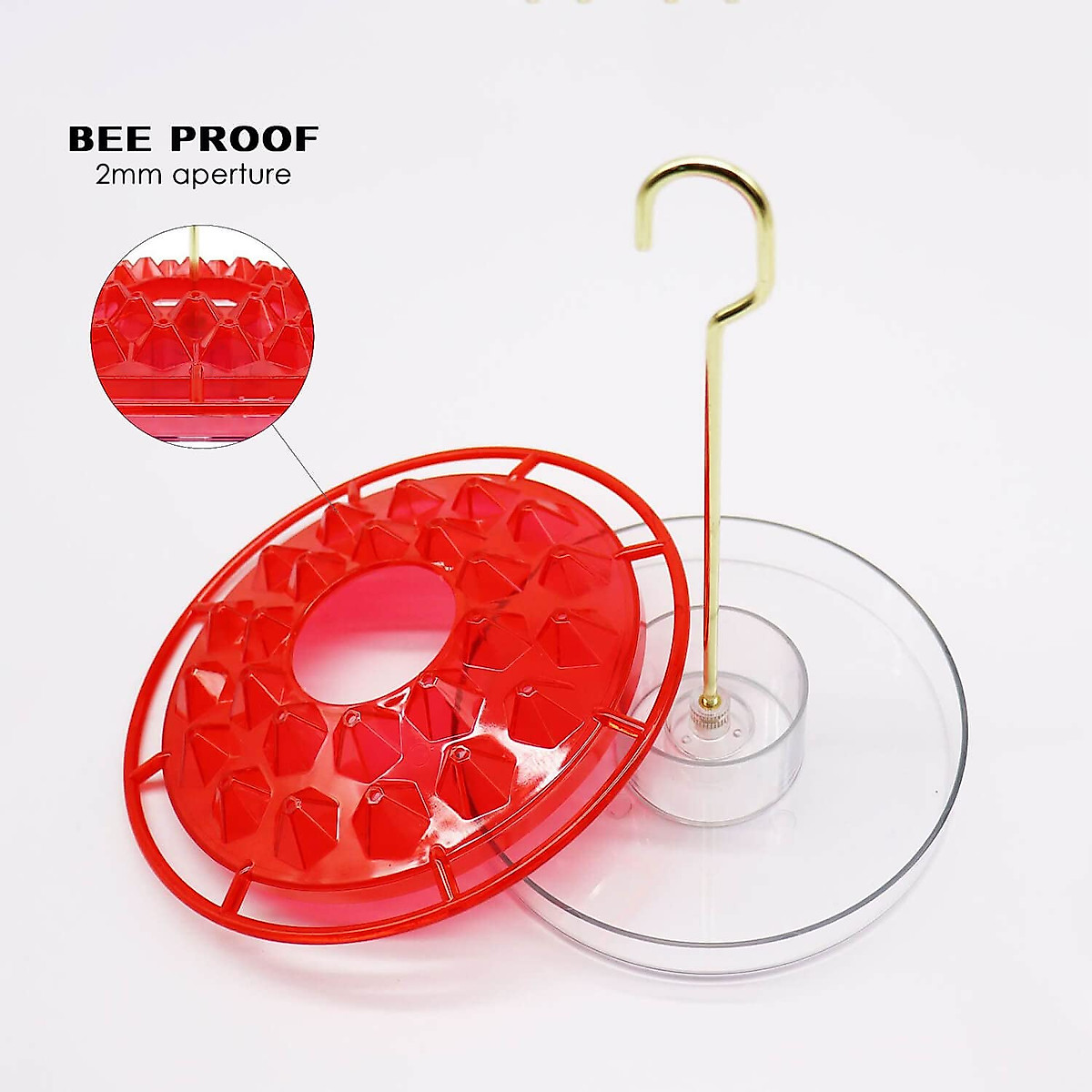 Hummingbird Feeders for Outdoors Hanging - 10 oz, 25 Feeding Ports, Easy to Install, Refill & Clean, Leak-Proof, Plastic Saucer Hummingbird Feeders with Cleaning Brushes