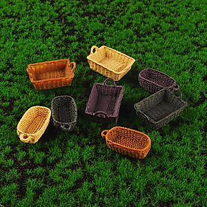 WFashion 8PCS 1/12 Mini Dollhouse Miniature Food Bread Basket Dollhouse Decoration Accessories…