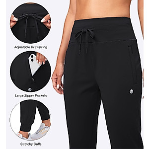 G Gradual Women's Fleece Lined Joggers High Waisted Water Resistant Thermal Winter Sweatpants Running Hiking Pockets (Black, S)