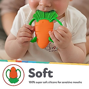 Nuby Veggie Teether for Teething Relief - Soft Baby Teething Toy - 3+ Months - Carrot