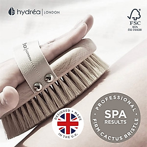 Hydrea London Dry Brushing Body Brush with Cactus Bristle - Dry Brush for Skin, Cellulite Remover, Vegan Best Dry Brush for Flawless Skin, Helps Improve Lymphatic Drainage - FSC® Certified Beechwood.