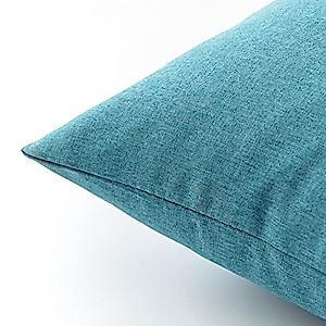 EMEMA Outdoor Waterproof Peacock Blue Pillow Covers 18x18 Inch Rustic Decorative Throw Pillow Covers Cushion Case Square for Patio Sofa Couch Home Bed Farmhouse Car Decor Set of 2