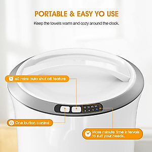 22L Towel Warmers, Luxury Bucket Towel Warmer Large Hot Towel Heater Bucket Style with Adjustable Timer Fits Up to Two 40”x70” Towels Textile Warmer for Blankets Bathrobes PJs (Pearl White)