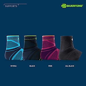 Bauerfeind Sports Ankle Support Dynamic - Ankle Compression Sleeve for Freedom of Movement - 3D AirKnit Fabric for Breathability - Premium Quality & Washable (S, Rivera)