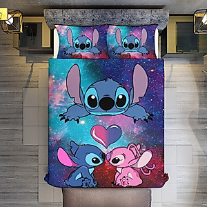 MSLuLa Cartoon Bed Duvet Cover Cute Kids Adults Bedding Sets Anime 3D Printed Lightweight 3 Pieces Comforter Cover Sets with 1 Duvet Cover and 2 Pillow Cases, Twin