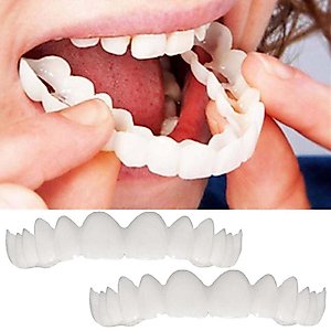Aimery Fake Teeth,2 PCS Dentures Teeth for Women and Men, Natural Shade Fake Veneer, Denture Decorations for Halloween, Christmas and Daily Life (Teeth1)