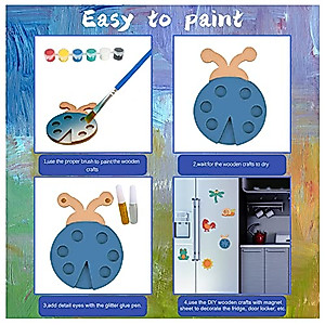 Glintoper 30 Wooden Magnet Painting Craft Kit, Paint Your Own Easter Art and Craft Supplies, Basket Stuffers Party Favors for Boys Girls, Classroom Prize Goodie Bag Gifts for Kids 4-8