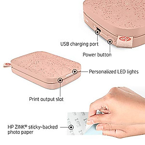 HP Sprocket Portable 2x3" Instant Color Photo Printer (Blush) Print Pictures on Zink Sticky-Backed Paper from your iOS & Android Device.