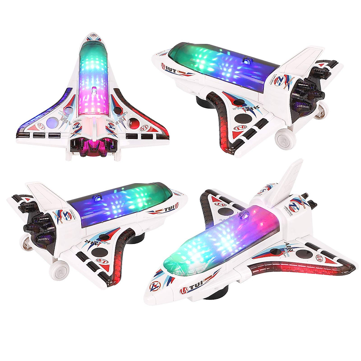 Devan Bump and Go Electric Space Shuttle Airplane Toy with Flashing 3D Lights and Sounds