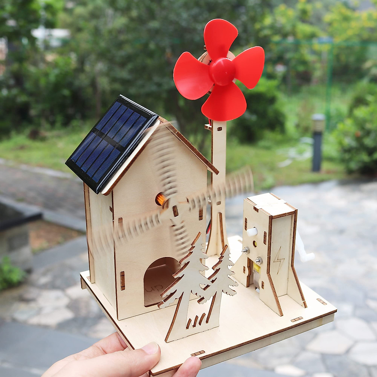 DIY Wooden Science Experiment Educational STEM Building Kit - Science Models Stem Projects for Power Generation - Solar Energy,Hand Crank Generator-Creative Motor Kit for Kids,Teens