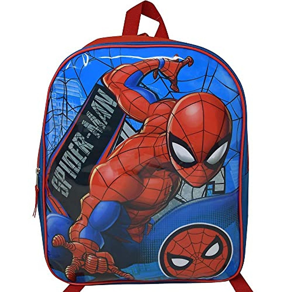 Spiderman 15" Backpack with Plain Front, Blue, Large