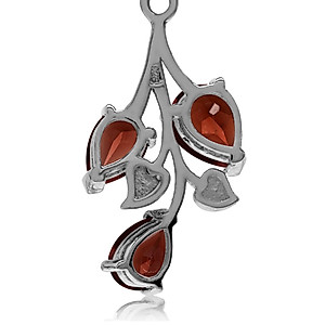 Silvershake 2.85ct. Natural Red Garnet 925 Sterling Silver Leaf Pendant with 18 Inch Chain Necklace