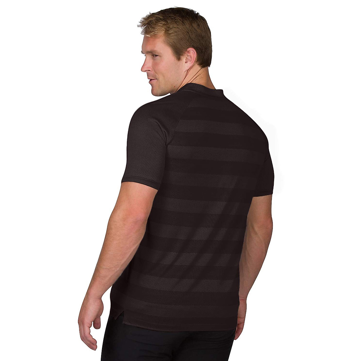 Three Sixty Six Men's Collarless Golf Polo - Lightweight, Moisture Wicking & Stretch Fabric Black