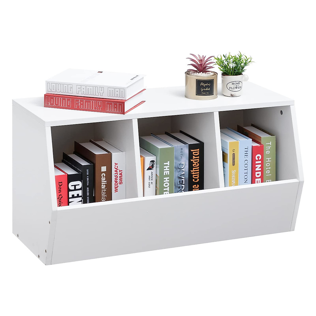 ALIMORDEN Stackable 3 Bin Cubby Unit Storage Cubby Toy Storage Cubby Multi-Bin Toy Organizing Cubby, Suitable for Children's Room, Playroom, Hallway, Laundry Room, White