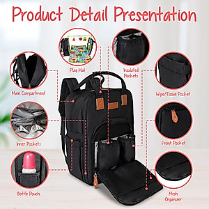 Flisko 3 in 1 Diaper Bag Backpack with Baby Play Mat – Multifunctional Baby Activity Mat with Baby Bag – Baby Play Gym Includes 3 Toys – Diaper Caddy Organizer to use Separately or Together for Travel