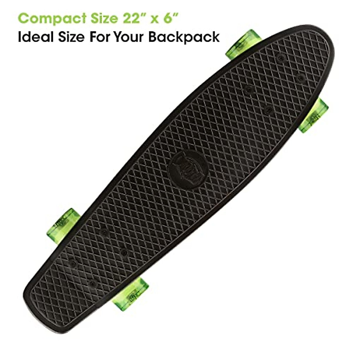 Xootz Retro Mini Cruiser Skateboard with led Wheels 22” Black