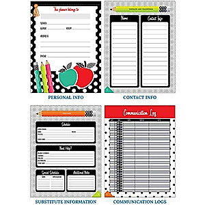 Schoolgirl Style Black, White & Stylish Brights Teacher Planner, 8" x 11" Undated Daily Planner, Weekly Planner, Monthly Planner With Planner Stickers for Classroom Organization & Teacher Organization