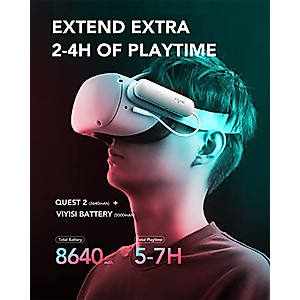 VIYISI Battery Pack for Oculus Quest 2, 5000mAh Portable Charger Accessories for Meta Quest 2 Headset, Power Bank for VR Quest 2 Original Strap, Fast Charging Extend Extra 2-4H Playtime