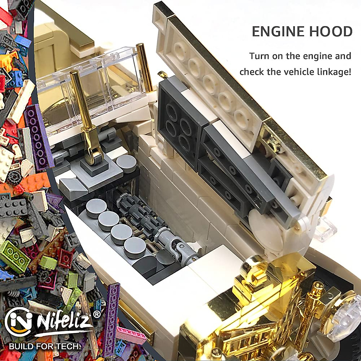 Nifeliz Retro Sports Collectible Retro Model Cars Set to Build, K500 MOC Building Blocks and Construction Toy, Adult, 1:14 Scale, New 2023 (868 Pcs)