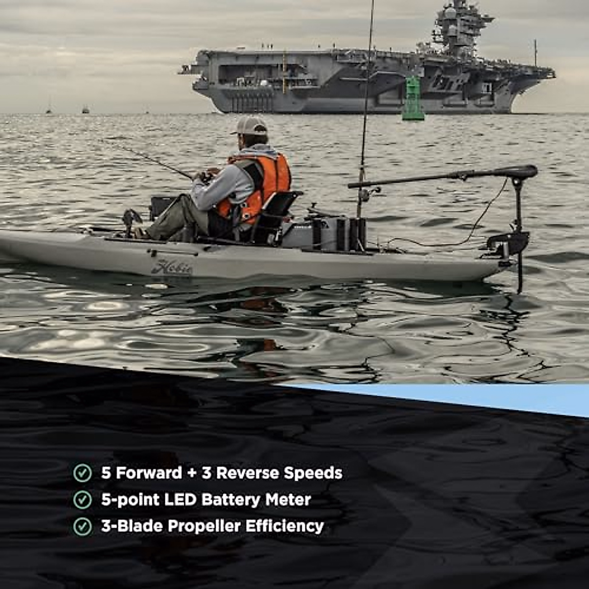 Newport X-Series 55lb Thrust Transom Mounted Saltwater Electric Trolling Motor w/LED Battery Indicator (36" Shaft)