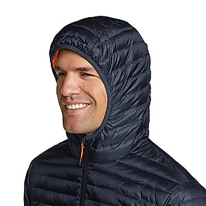 Eddie Bauer Men's Microlight Down Hooded Jacket, Black, Medium