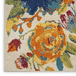 Nourison Allur Floral Ivory Multicolor 7'10" x 9'10" Area -Rug, Easy -Cleaning, Non Shedding, Bed Room, Living Room, Dining Room, Kitchen (8x10)
