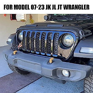 Fogfar 2 PCS Front Bumper Trailer Lid, Trailer Hook Cover, Add Cushioned Grip to Tow Strap Recovery, Compatible with 07-23 JK JL JT Wrangler (Beige)