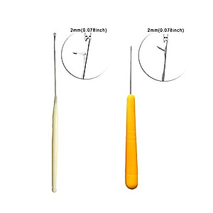 5 Pcs Hair Crochet Hook Bent Latch Hook Crochet Needle Set Tool Knitting Ventilating Needles for Hair Extension 1 Wooden Bent Latch Hook and 4 Size Plastic Latch Hook