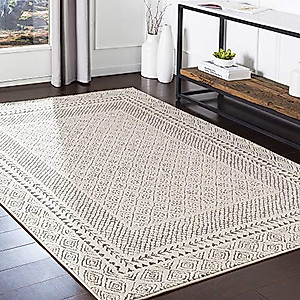 Livabliss Melodie Boho Farmhouse Area Rug,6'7" Square,Beige