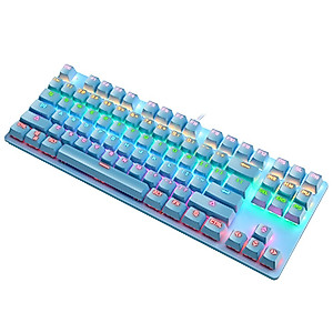 ZHANGLI 87 Keys Mechanical Keyboard, Colorful Backlit SUB Wired Gaming Keyboard for PC Typing, Typists, Gamers